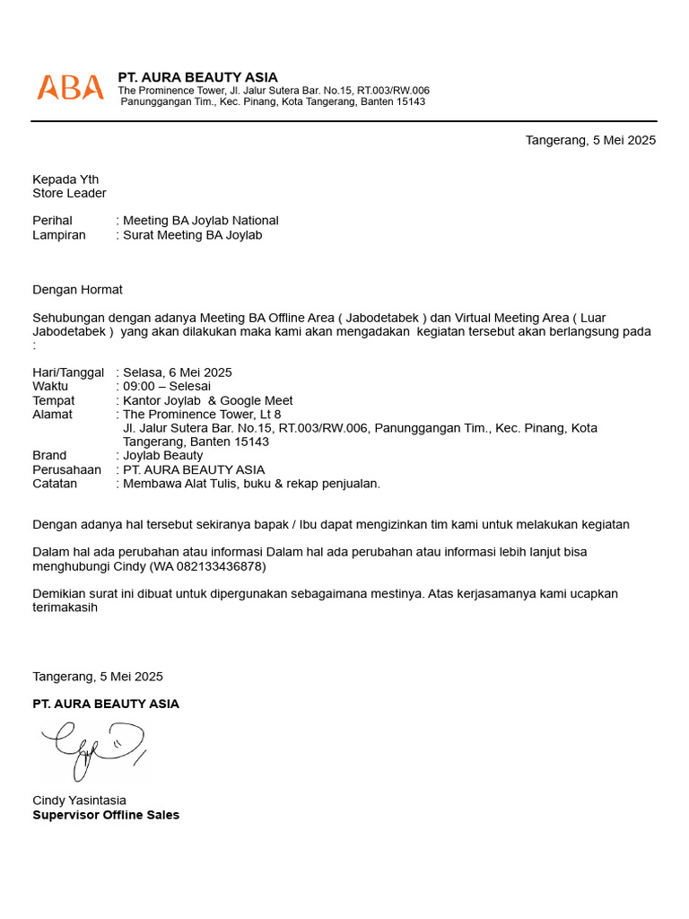 Surat Meeting - Mei 2025 | PDF