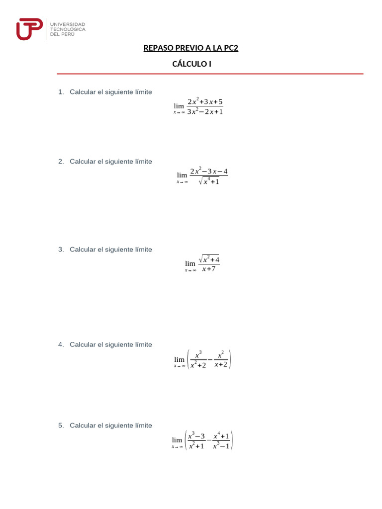 Cálculo I-Repaso Previo Pc2 Hander | PDF
