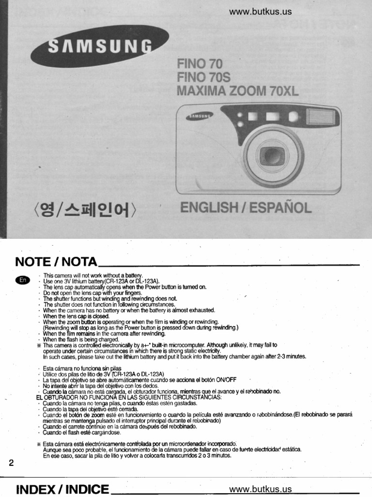 Manual de Usuario Samsung Maxima Zoom 70XL | PDF