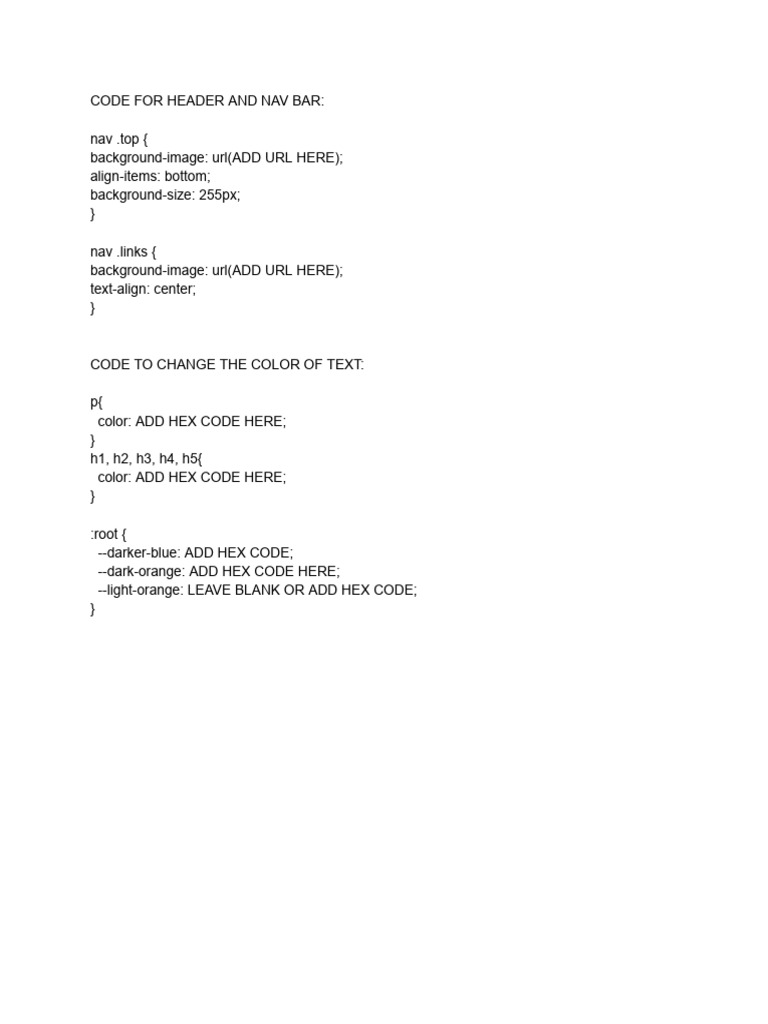 Code For Header and Nav Bar - Color of Text | PDF