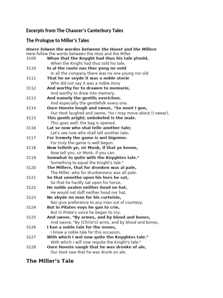 Excerpts From The Chaucer's Canterbury Tales | PDF | Canterbury ...