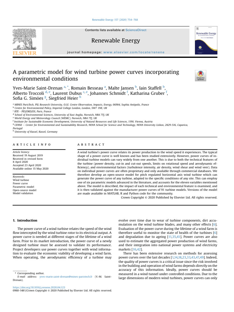 A Parametric Model For Wind Turbine Power Curves Incorporating | PDF ...