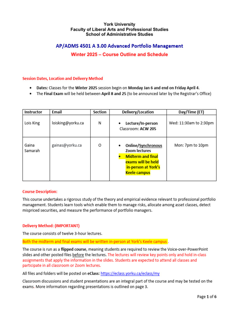 ADMS 4501 Advanced Portfolio Management | PDF | Integrity | Copyright