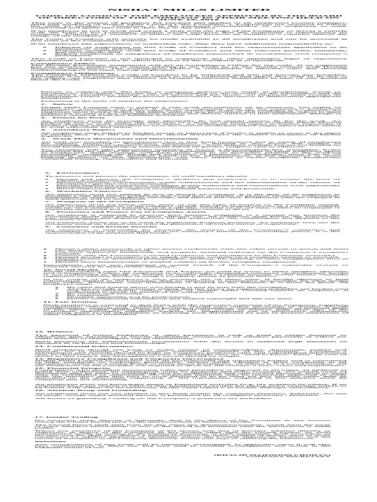 Code of Conduct For Employees | PDF