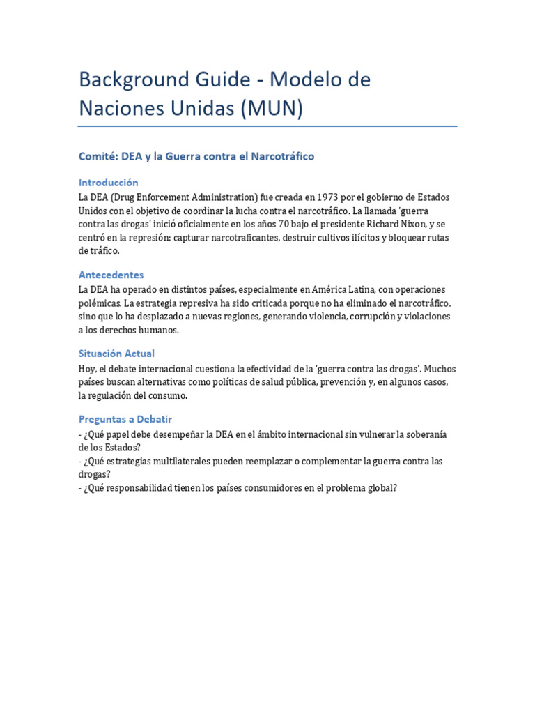 Background Guide MUN v2 | PDF | Guerra contra las drogas ...