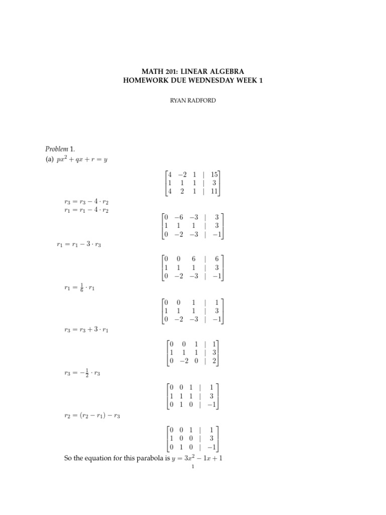 Ryan Radford Math 201 HW02 | PDF | Mathematical Physics | Geometry