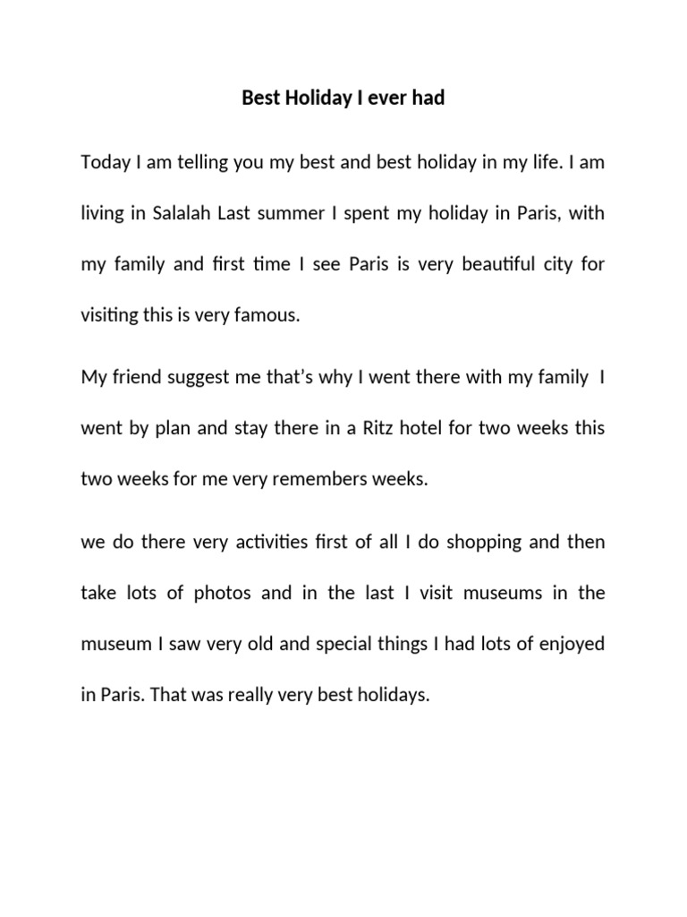 Best Interesting Holiday | PDF