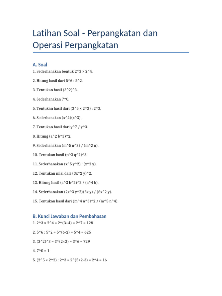 Latihan Perpangkatan | PDF