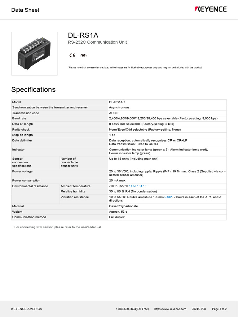 DL-RS1A Datasheet | PDF | Bit Rate | Electrical Engineering