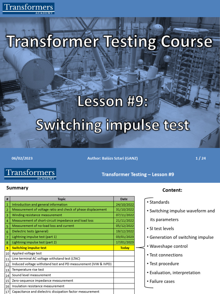 Transformer Switching Impulse Testing Guide | PDF | Transformer ...
