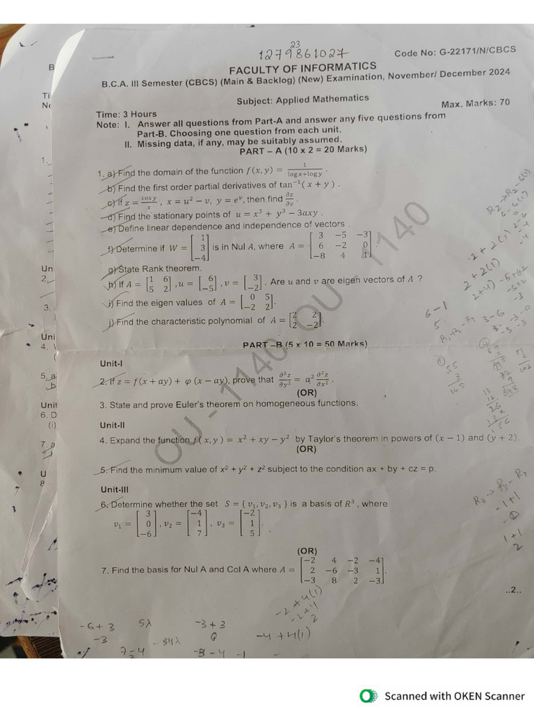 3rd Sem Previous Question Papers | PDF