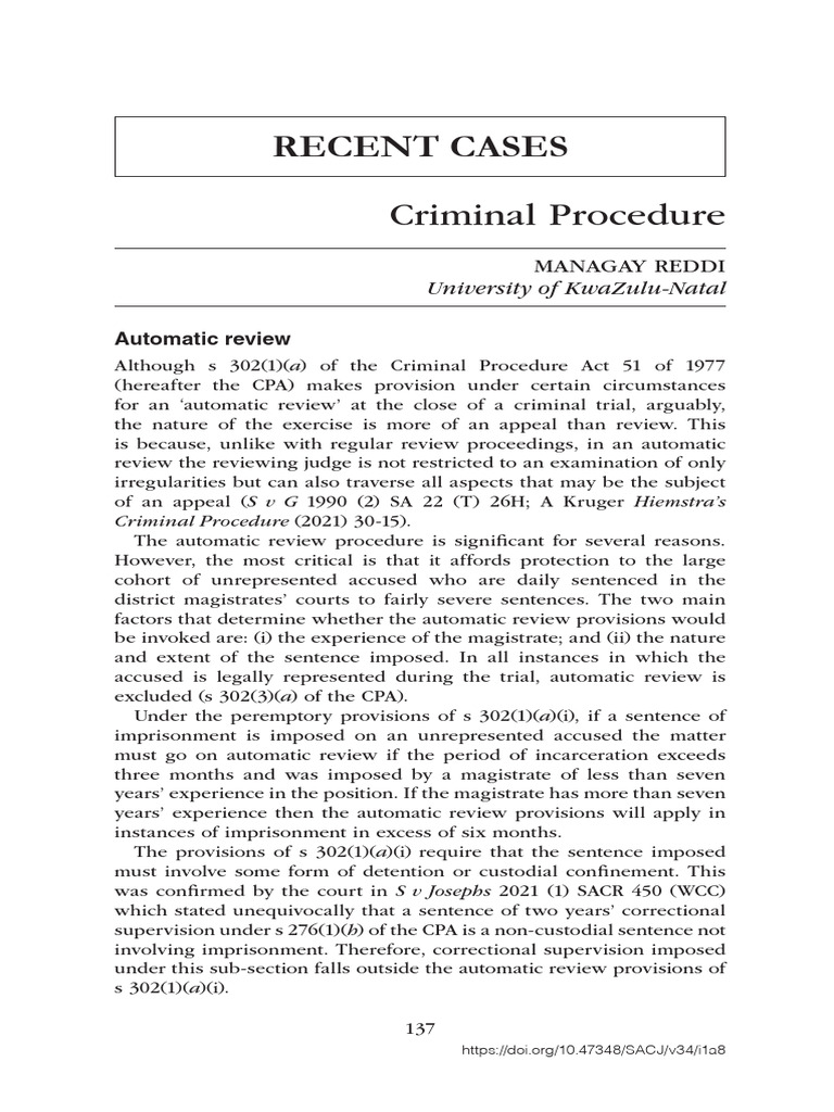 Understanding Automatic Review in Criminal Procedure | PDF | Bail ...