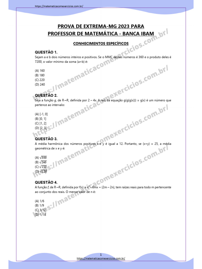 Prova de São Pedro Da Aldeia 2023 - Professor de Matemática - Banca ...