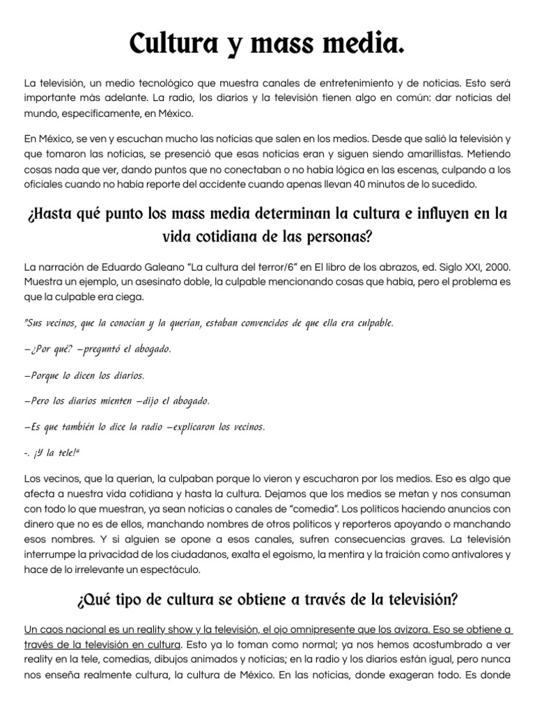 Impacto de Mass Media en la Cultura Mexicana | PDF