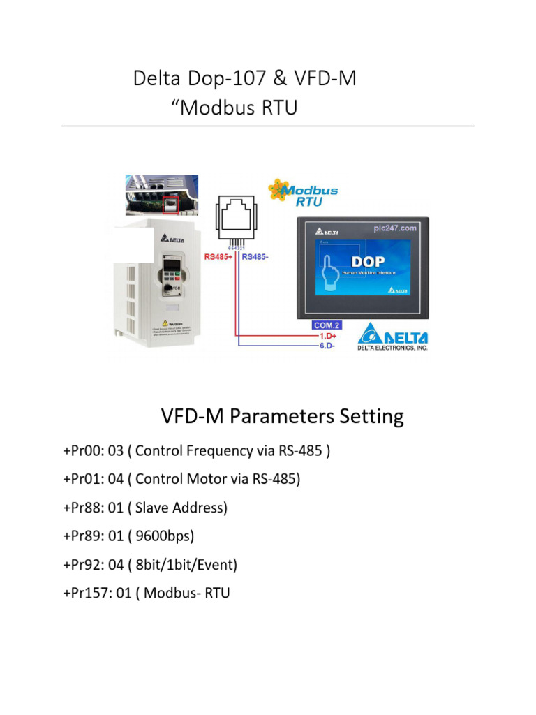 ? Modbus RTU Communication With Delta DOP 107BV & VFD M | PDF ...