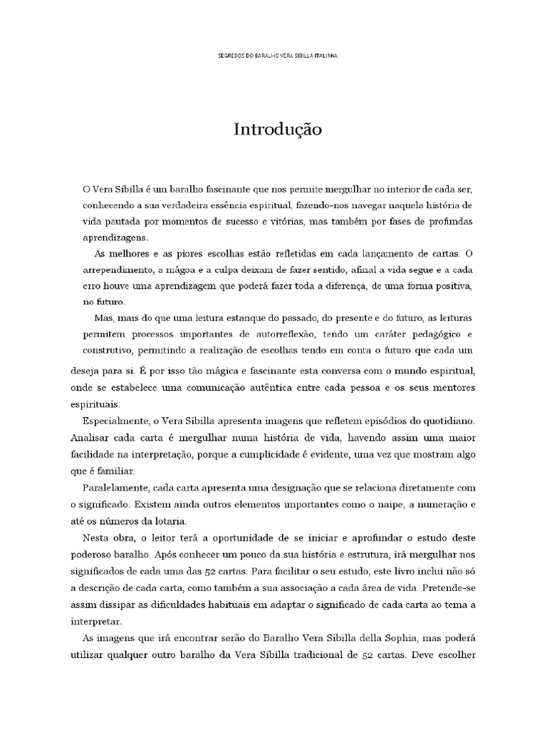 Segredos Do Baralho Vera Sibilla Italiana - SOFIA RITO - Compressed | PDF