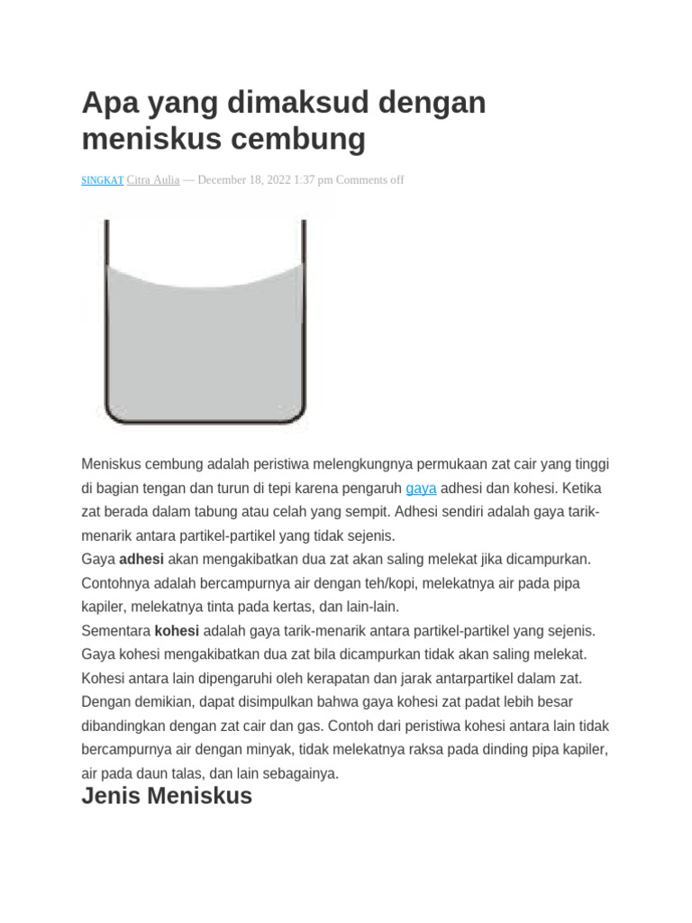 Meniskus Cembung Dan Cekung | PDF