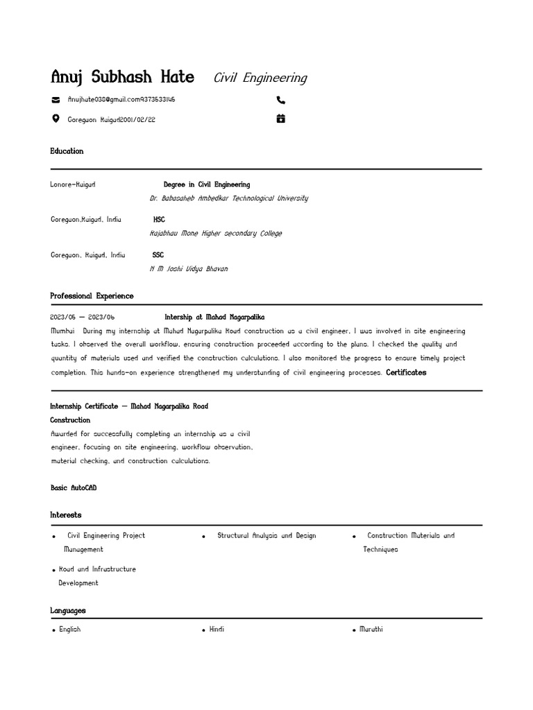 Anuj's Resume 2 | PDF