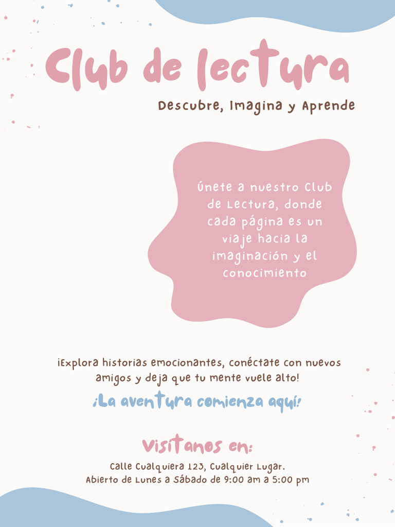Cartel Vertical Club de Lectura Infantil Llamativo Rosa - 20251003 ...