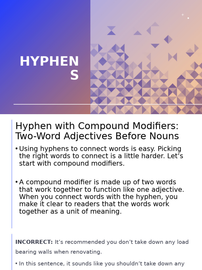 Hyphens | PDF | Adjective | Syntax