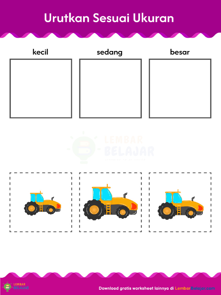 Worksheet Lembar Belajar Perbandingan Ukuran Buldoser | PDF