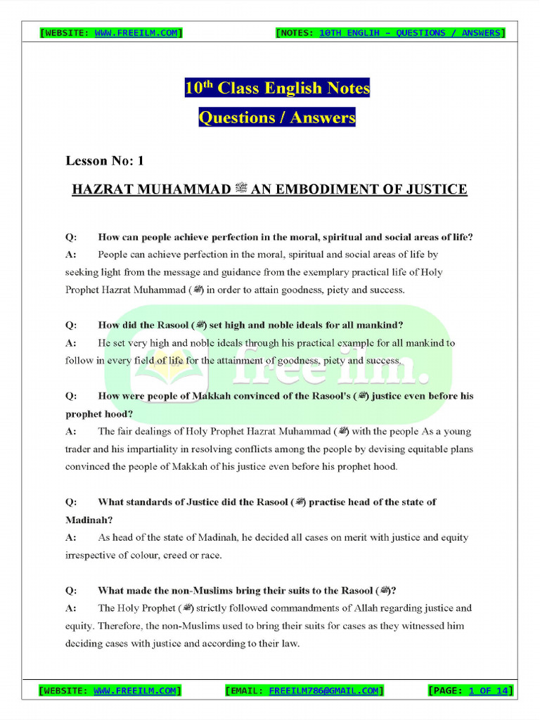 10th Eng Qns Ans | PDF