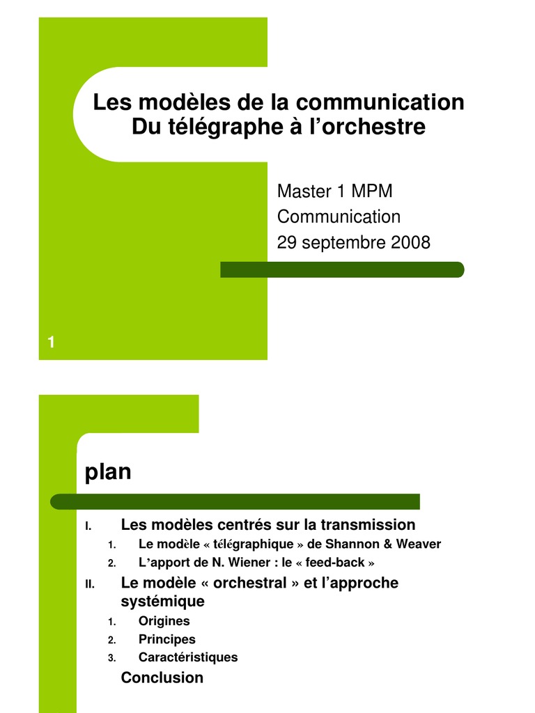 CM 1 Les Modeles de La Communication | PDF | Rétroaction positive | la ...
