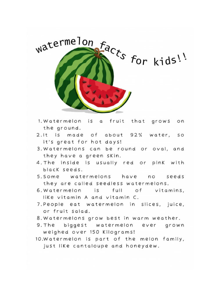 Fact About Watermelon For Kids | PDF
