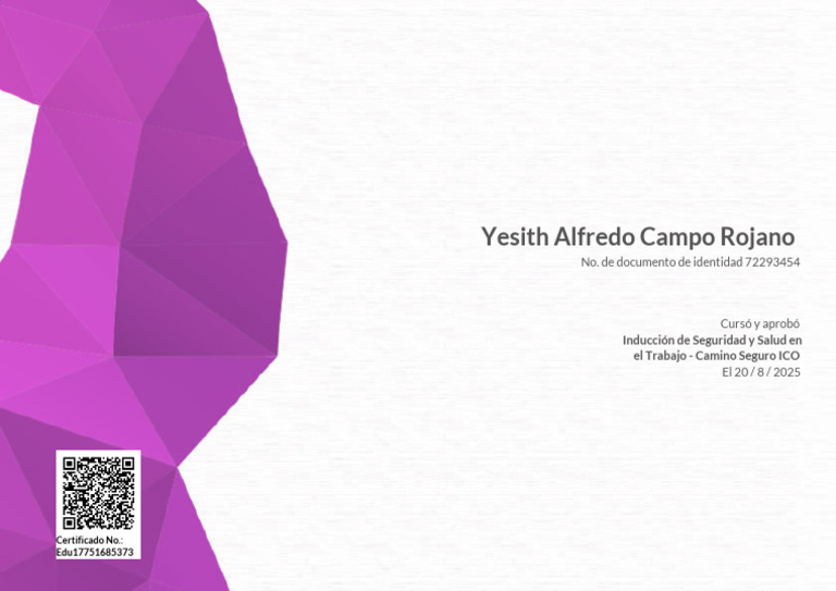 Certificado Induccion Yesith Campos | PDF