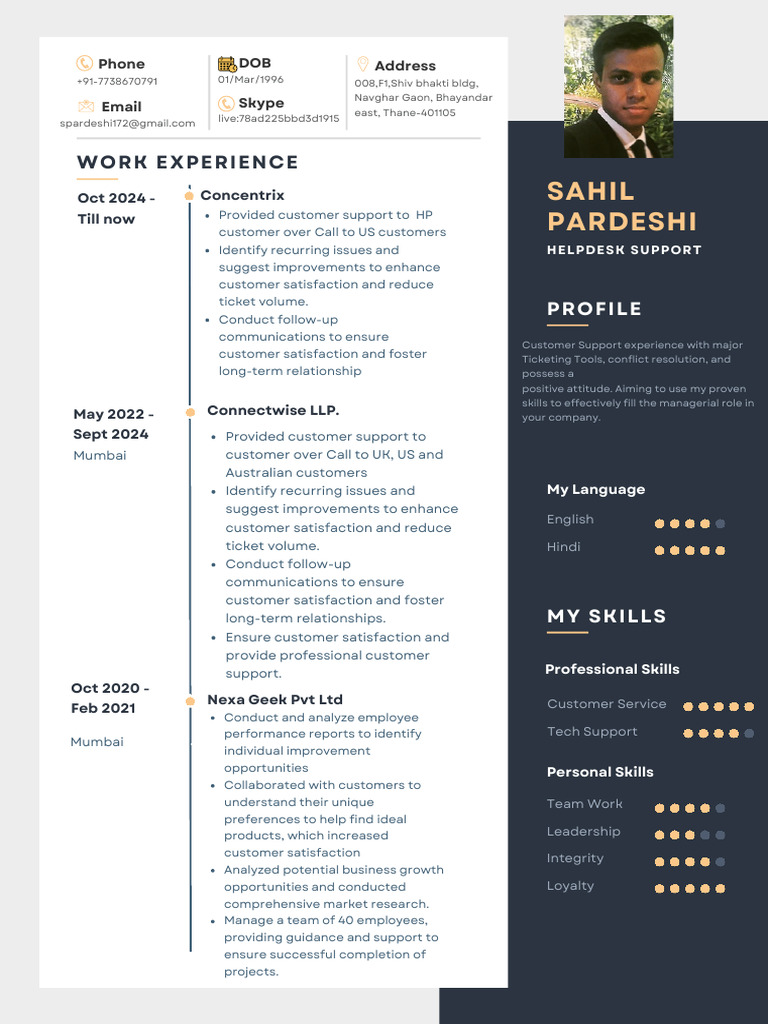 Sahil Pardeshi CV Resume | PDF | Business