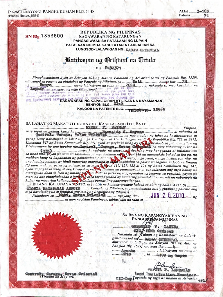 Katibayan NG Orihinal Na Titulo | PDF