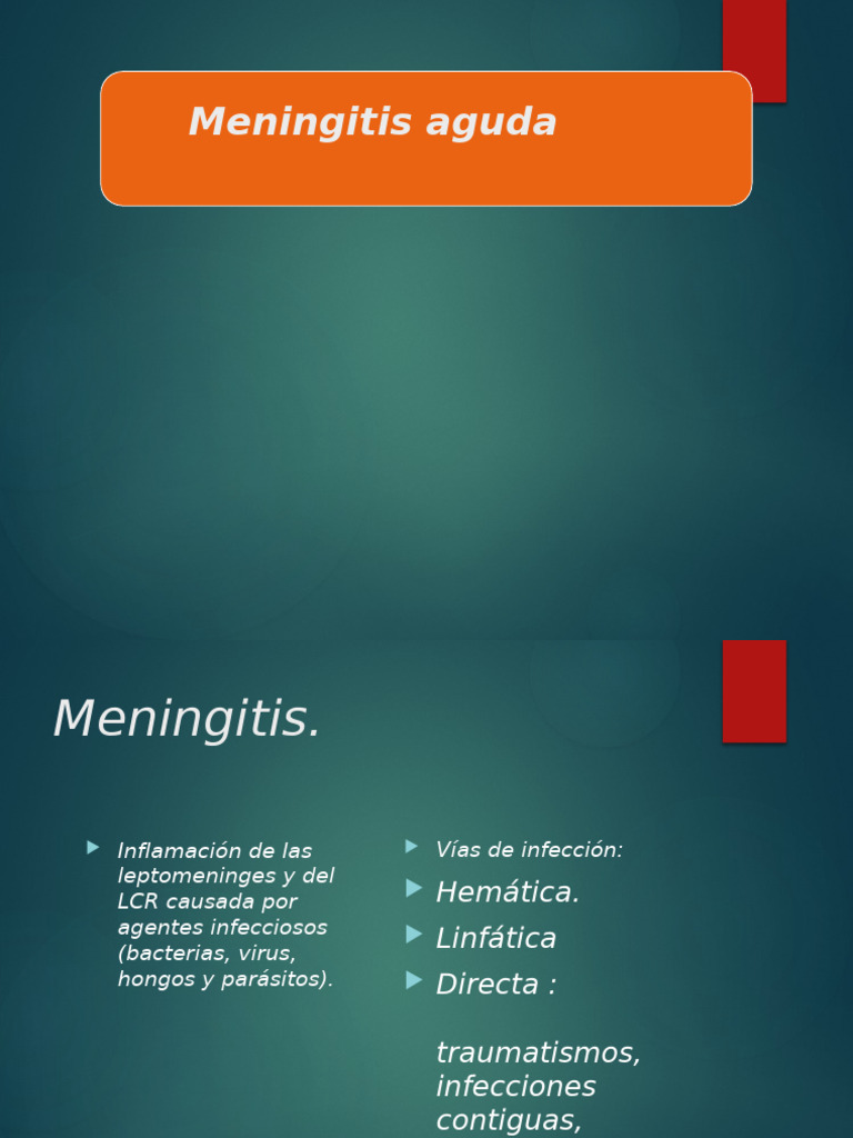 Meningitis Aguda: Tipos y Tratamiento | PDF | Meningitis | Microbiología