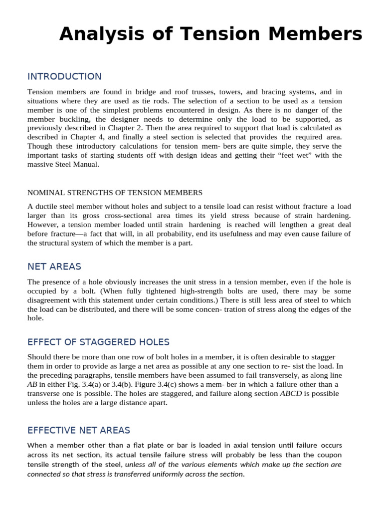 Tension Members: Design and Analysis | PDF | Strength Of Materials ...