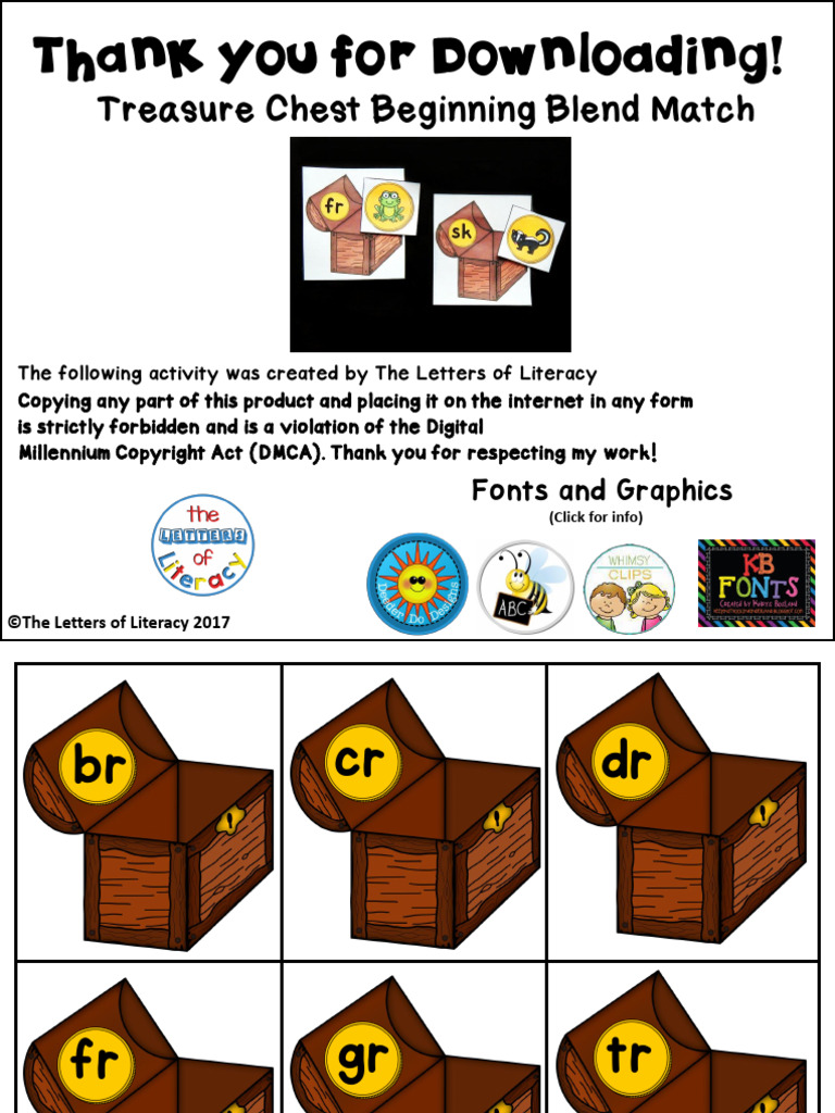 Treasure Chest Beginning Blends Matching Game | PDF
