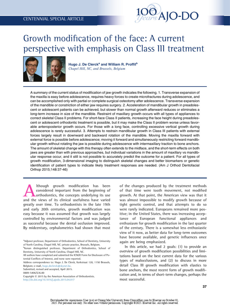 Growth Modification of The Face A Current Perspective With Emphasis On ...