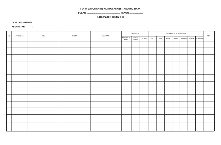 PKM Tanjung Raja - Form Laporan r1 | PDF
