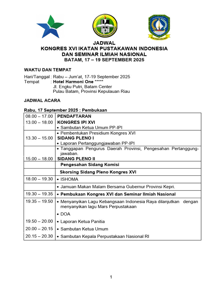 Kongres XVI IPI dan Seminar 2025 Batam | PDF