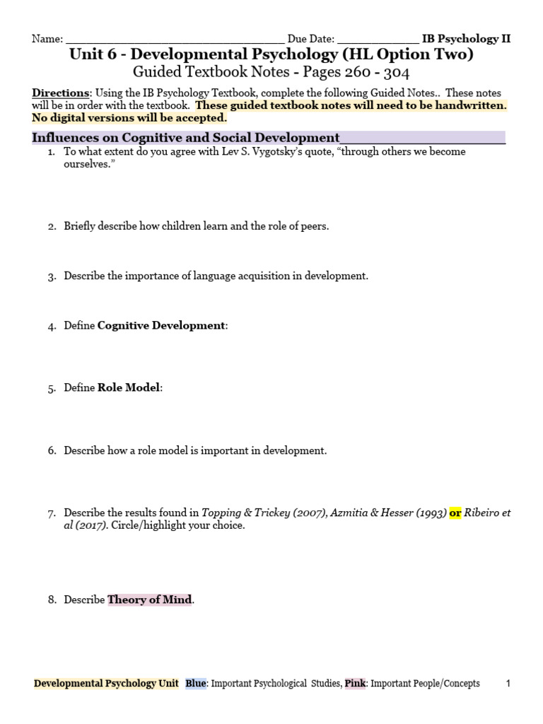 Unit 6 - Deveoplmental Psychology Textbook Notes | PDF | Cognitive ...