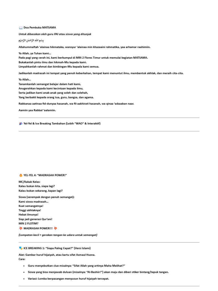Doa Pembuka Matsama | PDF