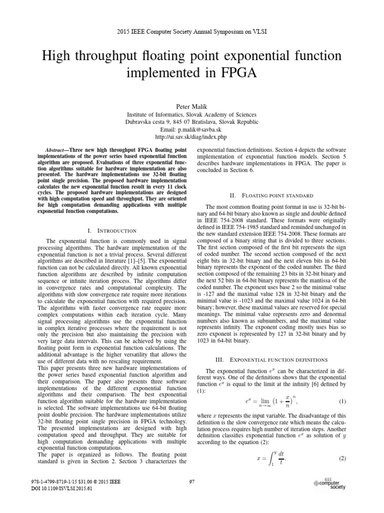 Exponential Function Implemented in FPGA | PDF | Exponentiation | Function (Mathematics)