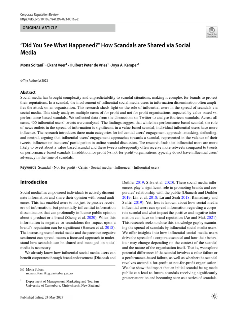 Did You See What Happened How Scandals Are Shared | PDF | Brand ...