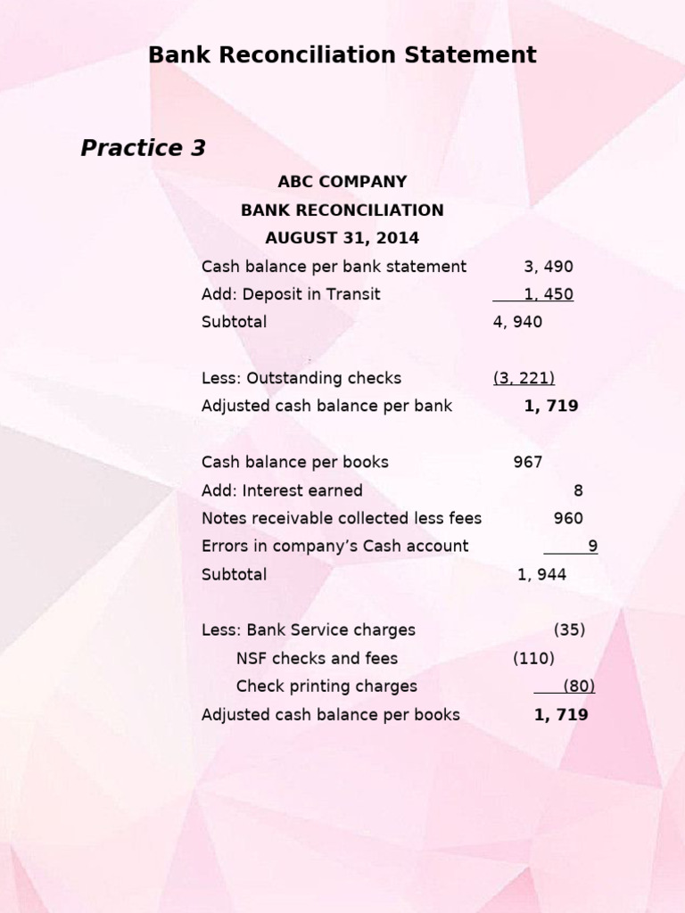 Bank Reconciliation Statement | PDF
