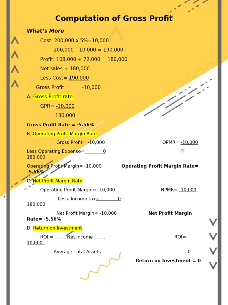Computation For Gross Profit | PDF | Return On Investment | Gross Income