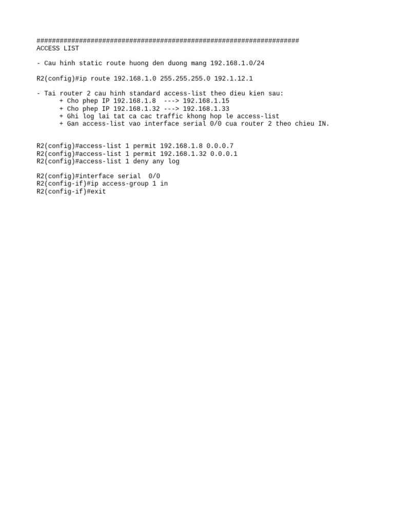 Access List Standard Access List 2 Pdf