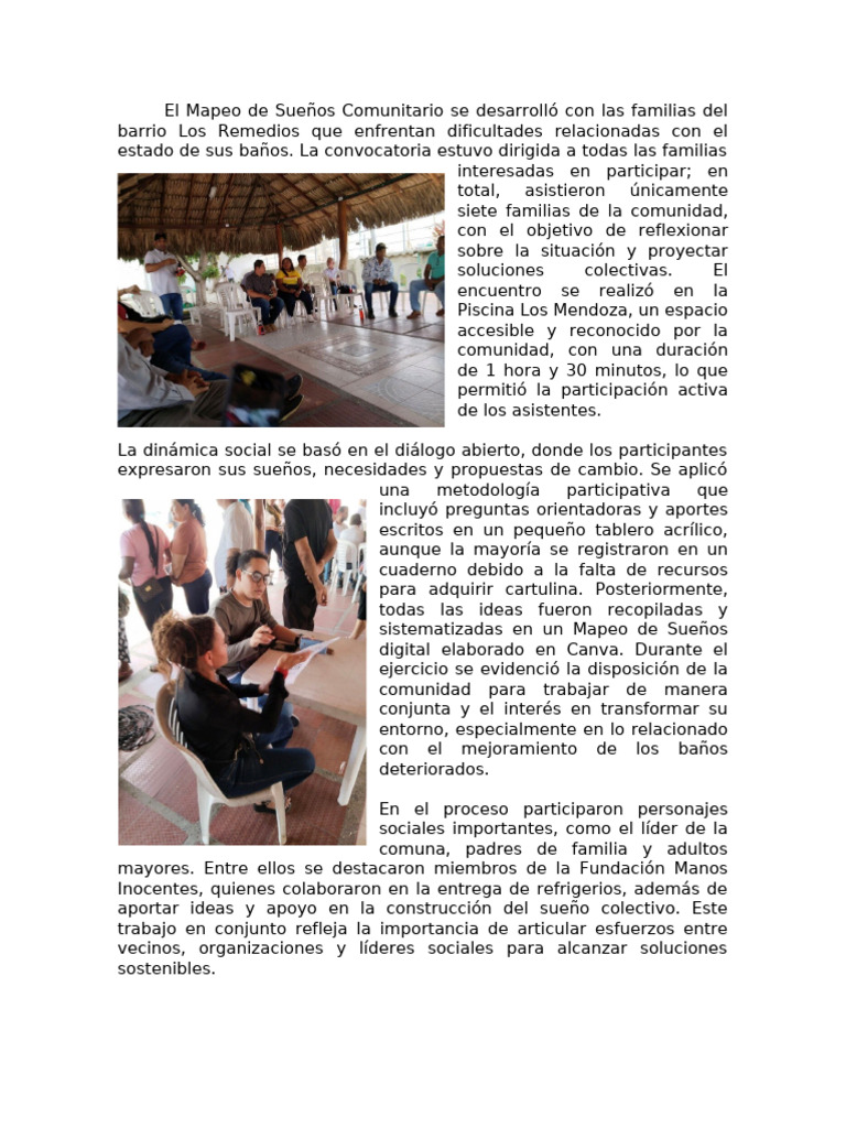 El Mapeo De Sueños Comunitario Se Desarrolló Con Las Familias Del