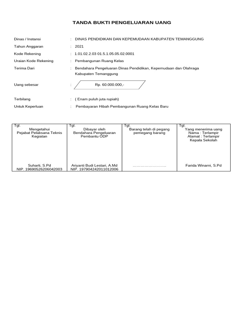 Contoh Kuitansi SPJ Hibah BOP PAUD | PDF