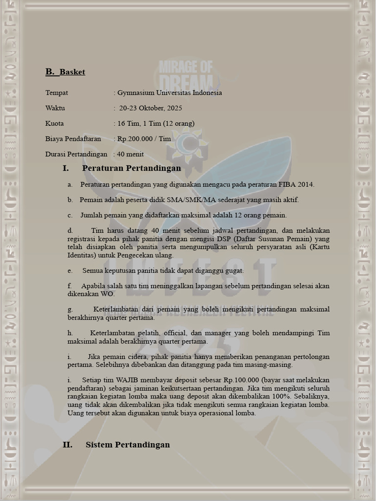 Juknis Basket Imfest 2K25 | PDF