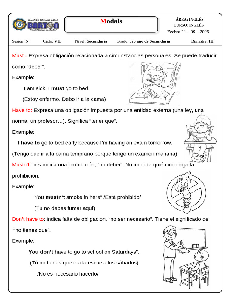 Lesson 4 Modals 2 3er Año 1 | PDF