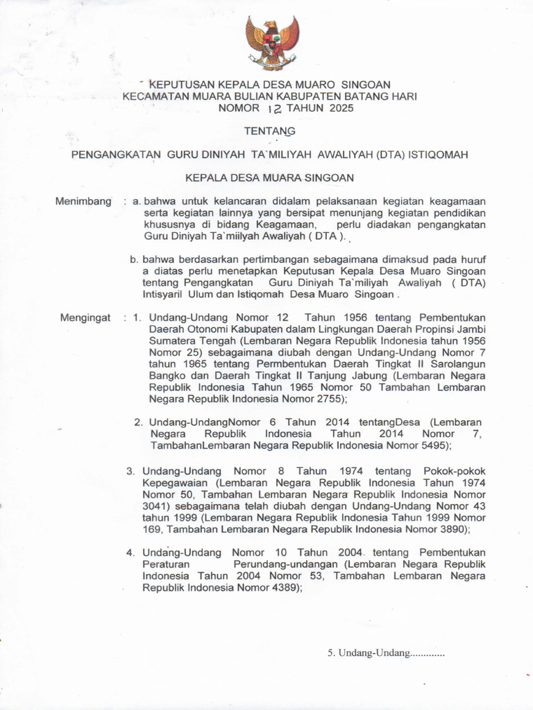SK Dta Istiqomah 2025 | PDF