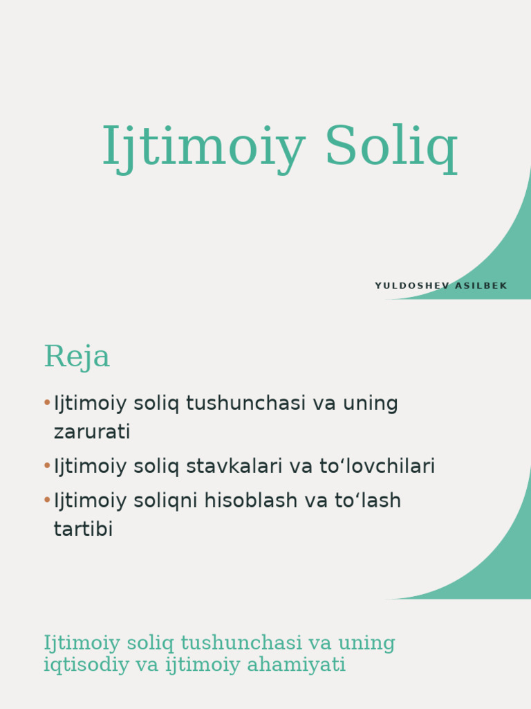 Ijtimoiy Soliq | PDF